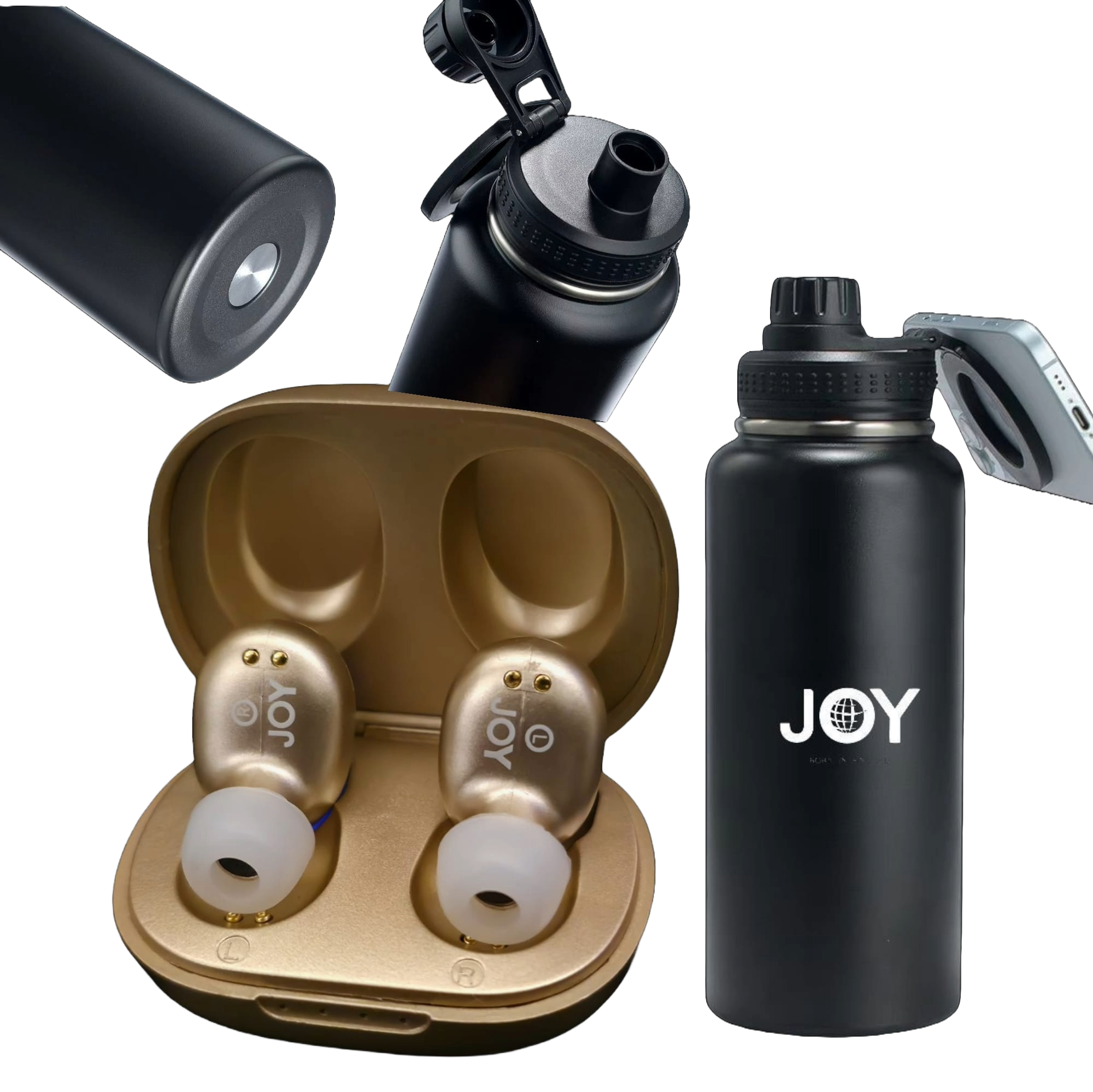 TinyS® Golden Limited Edition + Juomapullo puhelintelineellä – Joy Planet Finland